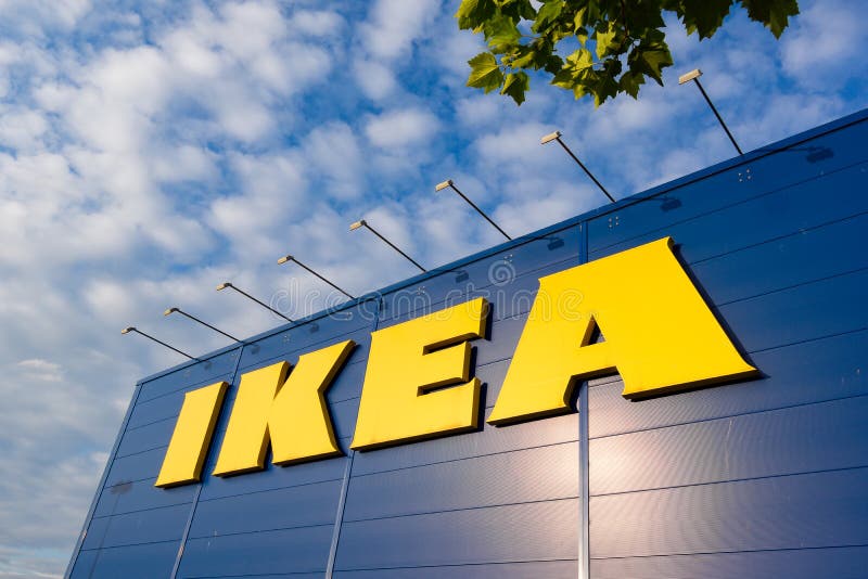 IKEA sign against blue sky editorial stock image. Image of furniture ...
