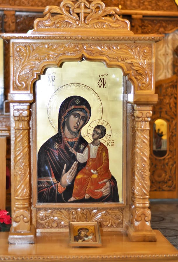 Ikone Von Jungfrau Maria Mit Jesus Stockfoto - Bild von ameise, gott ...