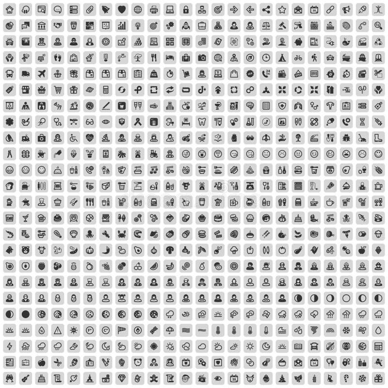 Ikonen in Den Symbolen Eines Quadrats 576 Vektor Abbildung ...