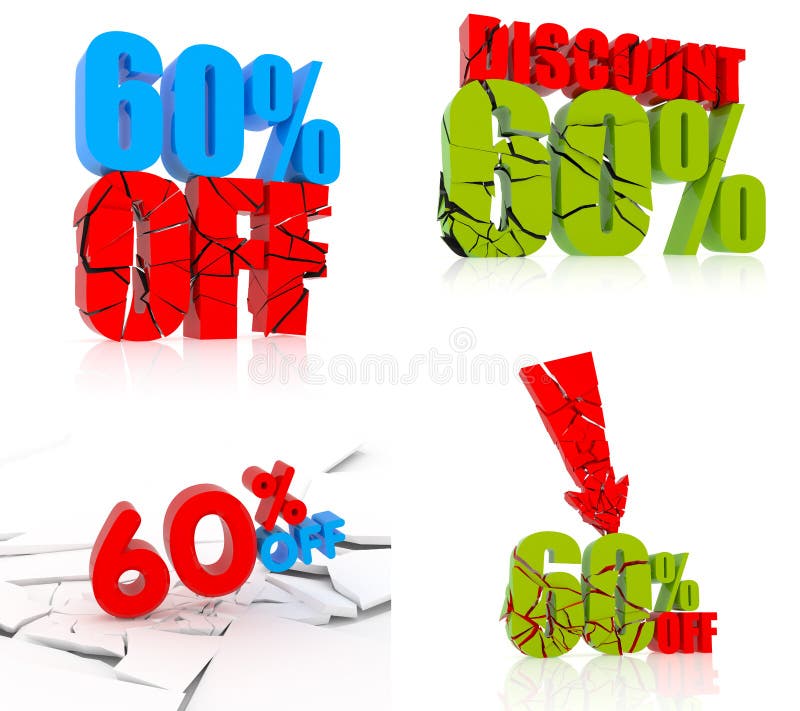 Ikonensatz mit 60 Rabatten stock abbildung. Illustration von cent ...