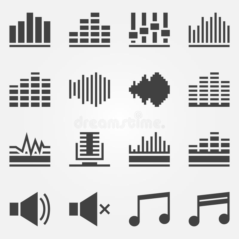 Ikonenvektorsatz Des Tones Oder Der Schallwelle Der Musik Vektor ...