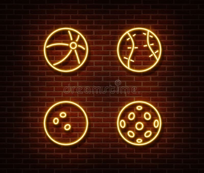 Il Baseball Al Neon, Il Bowling, Il Golf, Palle Di Pallavolo Firma Il ... Il Baseball Al Neon, Il Bowling, Il Golf, Palle Di Pallavolo Firma Il ...