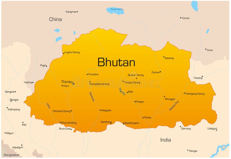 Mappa Del Bhutan Nello Stile Poligonale Geometrico Triangolo Astratto ...