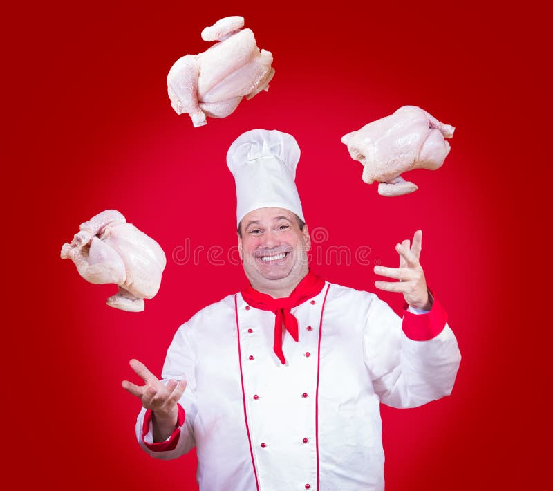 Cuoco Allegro Con Una Pentola Vuota Su Un Fondo Bianco Fotografia Stock ...