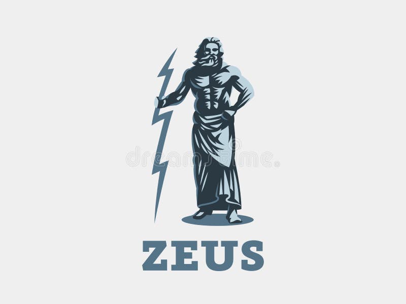 Il Dio Greco Zeus Zeus Sta Con Fulmine in Sue Mani Illustrazione ...