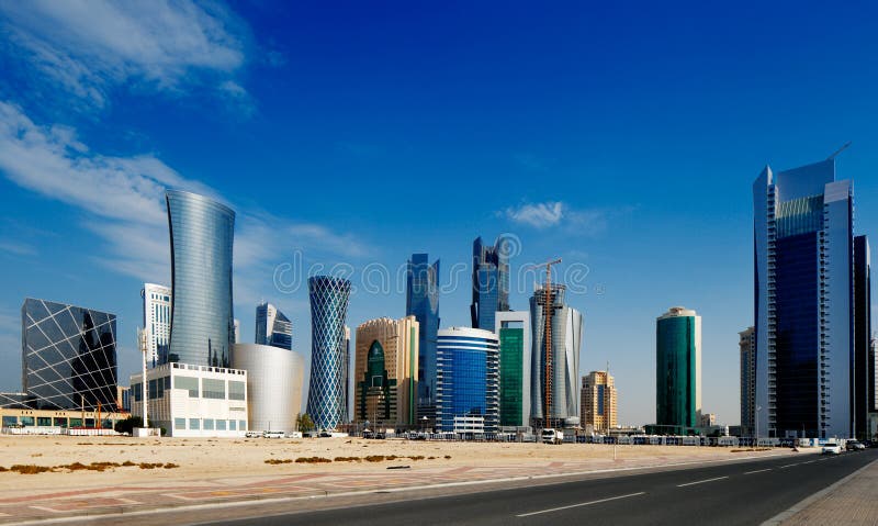 Il Distretto Ad Ovest Di Doha, Qatar Della Baia Fotografia Stock ...
