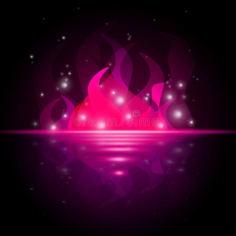 Il Fuoco Rosa Mostra Ardentemente L'oceano E Starred Illustrazione di ...