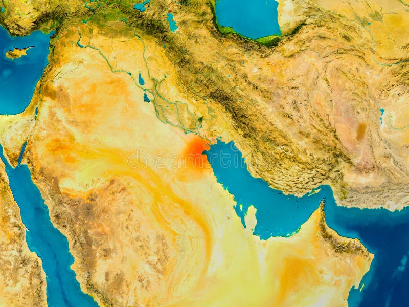 Il Kuwait Sulla Mappa Fisica Illustrazione di Stock - Illustrazione di ...