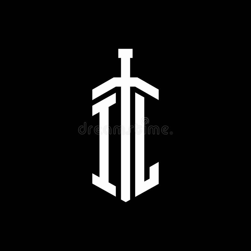 IL Logo Monogram with Sword Element Ribbon Design Template Stock Vector ...