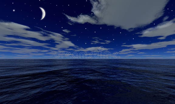 Il mare di notte illustrazione di stock. Illustrazione di illustrazione ...