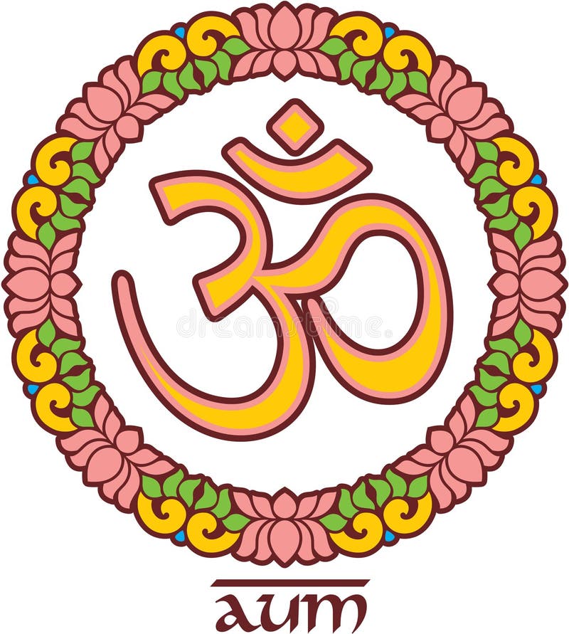 Om - Aum - Simbolo in Cornice Di Loto Illustrazione di Stock ...