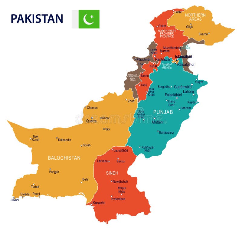 Il Pakistan - Mappa E Bandiera - Illustrazione Illustrazione di Stock ...