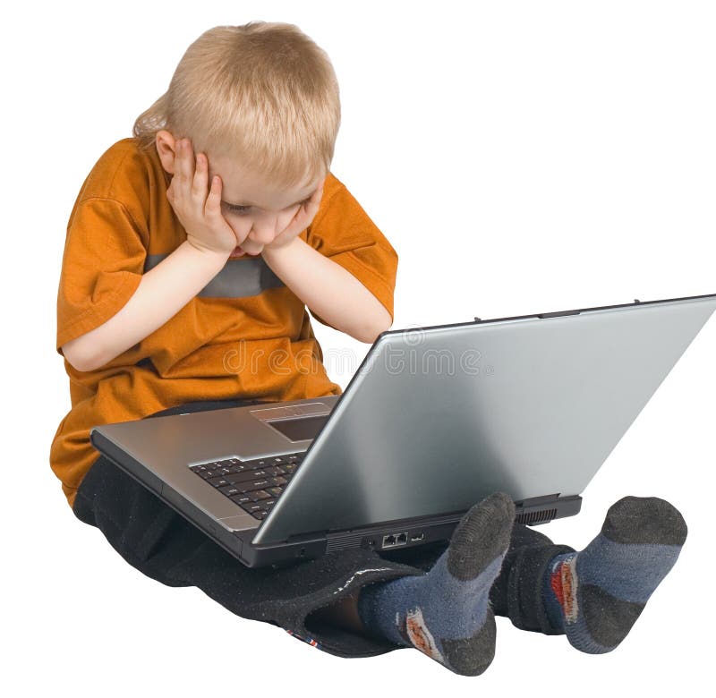 Il Ragazzo E Un Computer Portatile Immagine Stock - Immagine di ...