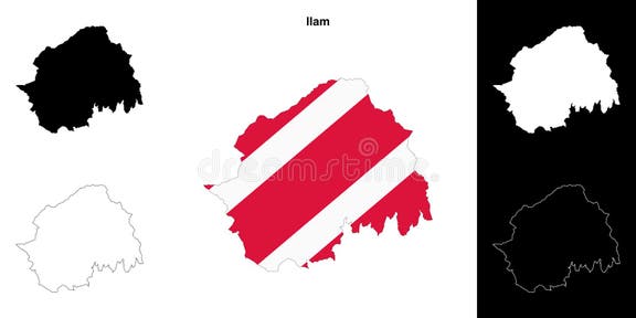 Ilam outline map stock vector. Illustration of boundary - 371576225
