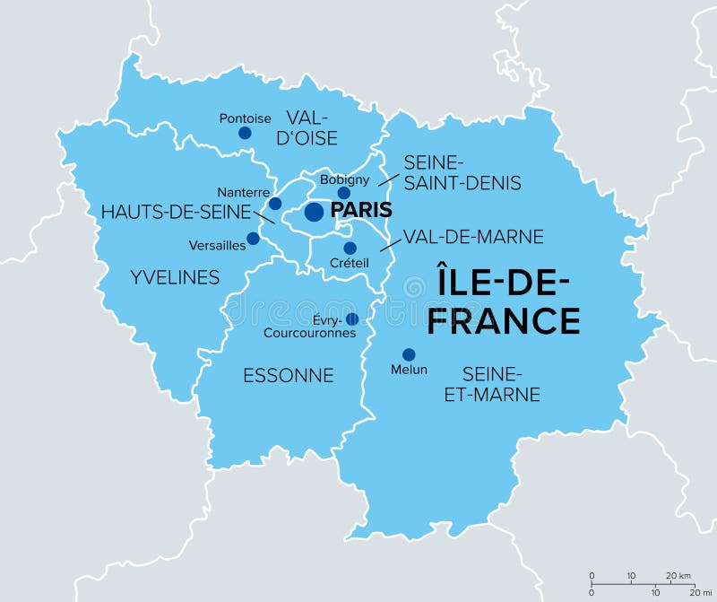 Ile-de-France, Departments and Prefectures of the Paris Region ...