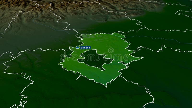 Ilfov, Romania - Highlighted with Capital. Physical Stock Illustration ...
