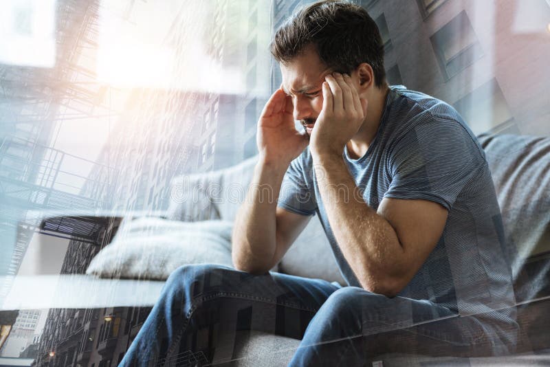 Ill Depressed Man Sitting and Feeling Dad Himself. Stock Photo - Image ...