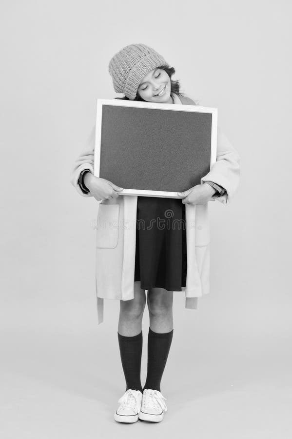 Ill Do My Own Homework. Small Child Hold Empty Blackboard for Homework ...