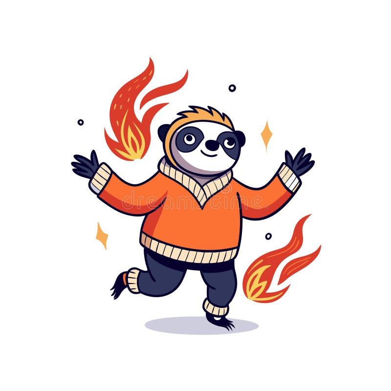 Ill Sloth Fire Dancing Vector Illustration Stock Photo - Illustration ...