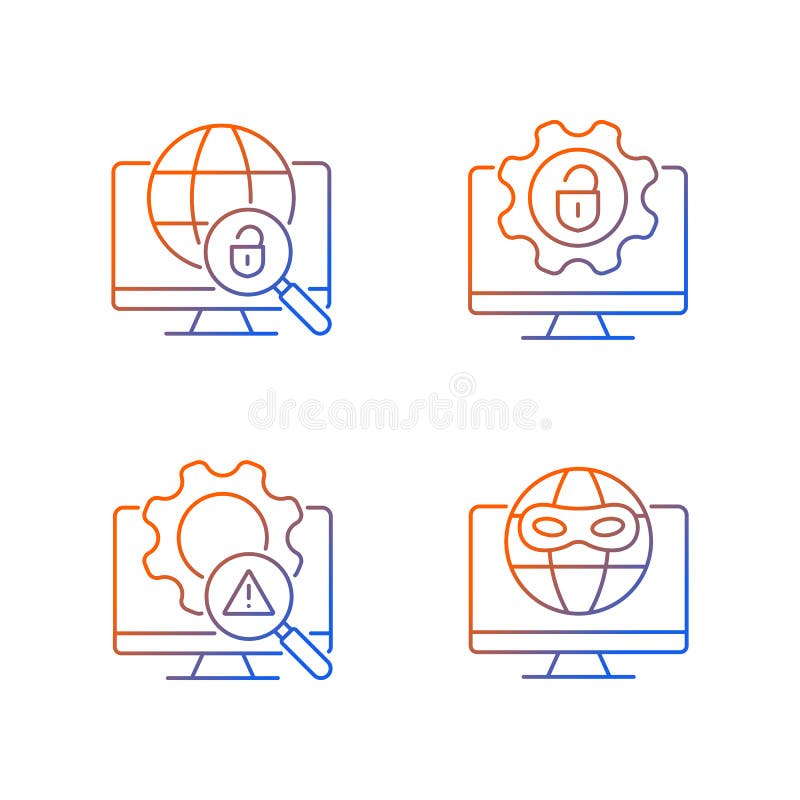 Illegal Activities Detection Gradient Linear Vector Icons Set Stock