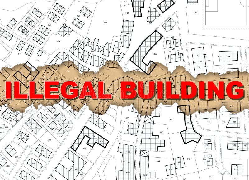 Illegal Building Activity Concept with Imaginary Cadastral and General ...