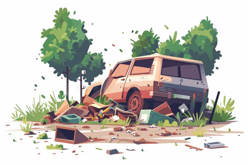 Illegal Dumping Site Urban Problem Isolated Illustration Stock Vector ...