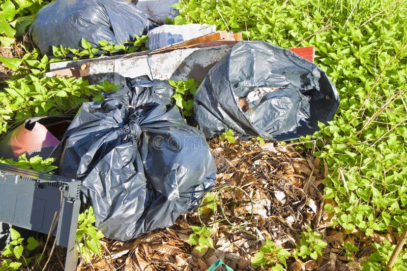 Illegal Dumping - Various Objects Abandoned in Nature Stock Image ...