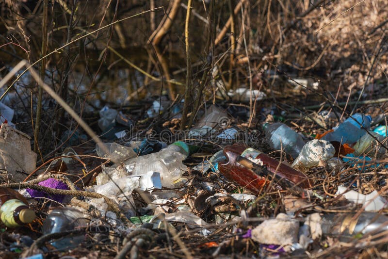 Illegal Garbage Dump in Nature. Dirty Garbage Polluting the Environment ...