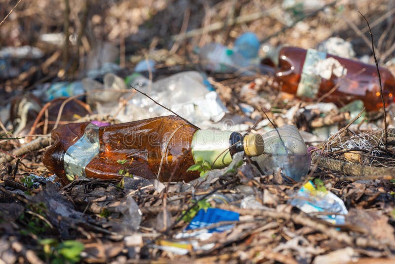 Illegal Garbage Dump in Nature. Dirty Garbage Polluting the Environment ...