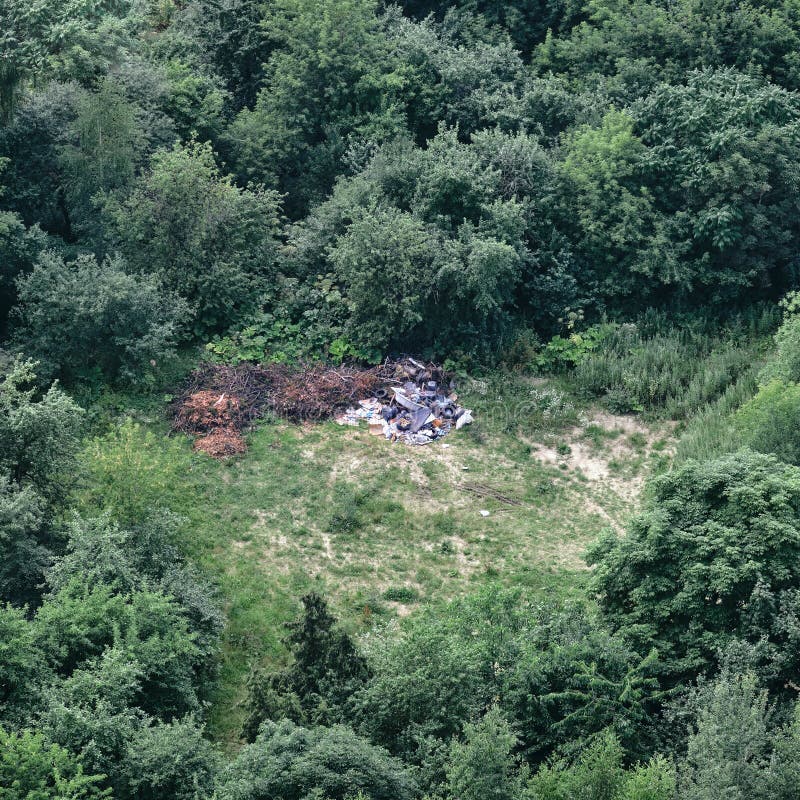 Illegal Garbage Dump among the Trees in the Forest. Garbage Unlawfully ...