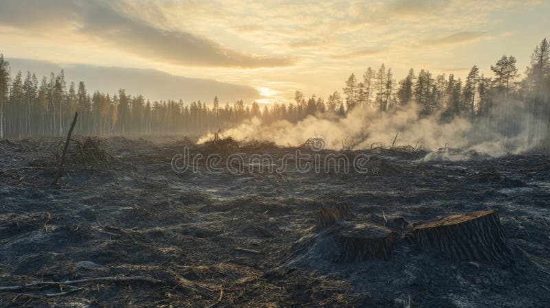 Illegal Logging Has Devastated a Forest, and the Scene of Smoke and ...