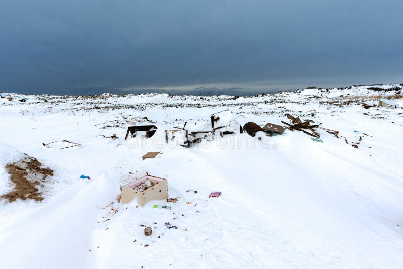 Illegal Trash Dump in the Arctic Snow Polluting the Pristine ...