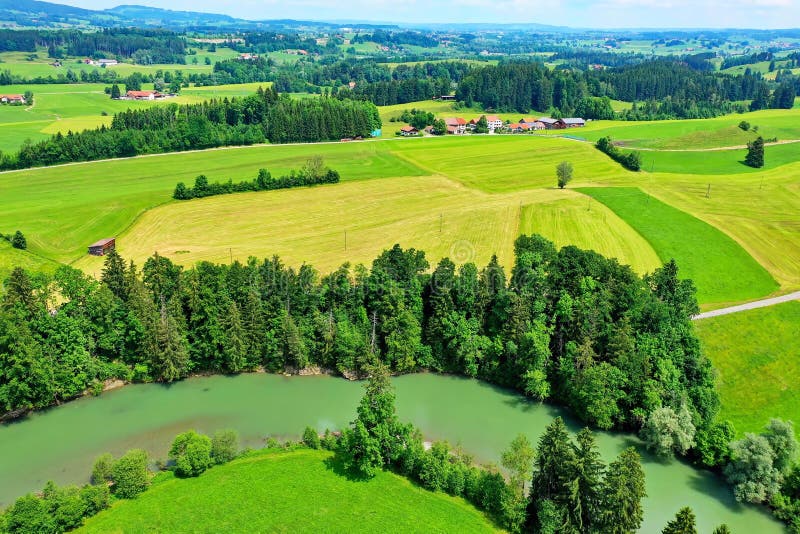 The Iller a River in Bavaria from Above Stock Photo - Image of body ...