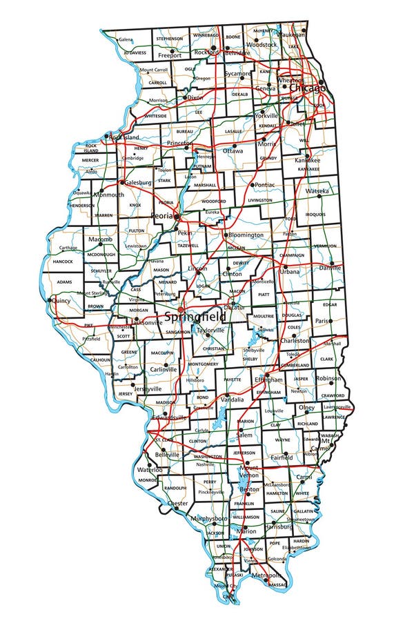 Michigan Road and Highway Map. Stock Vector - Illustration of lakes ...