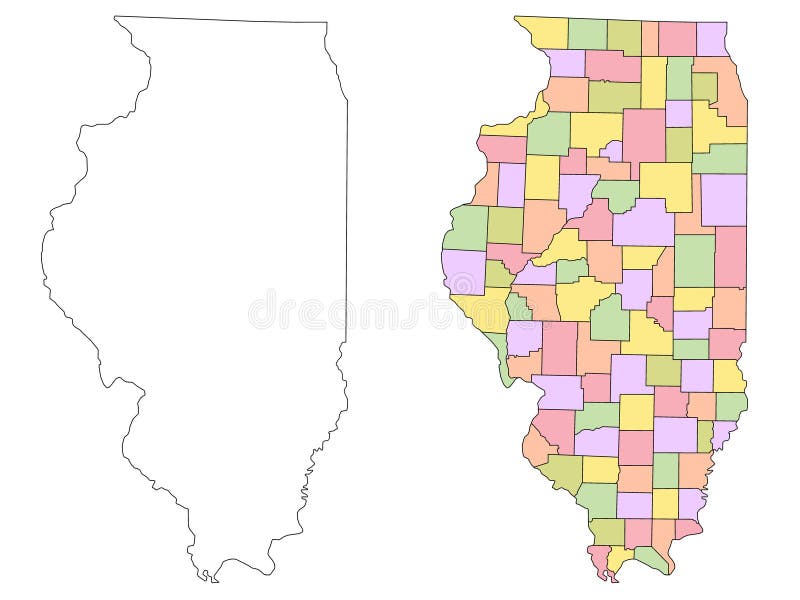 Illinois Administrative Map, Illinois Outline and Counties State Map ...