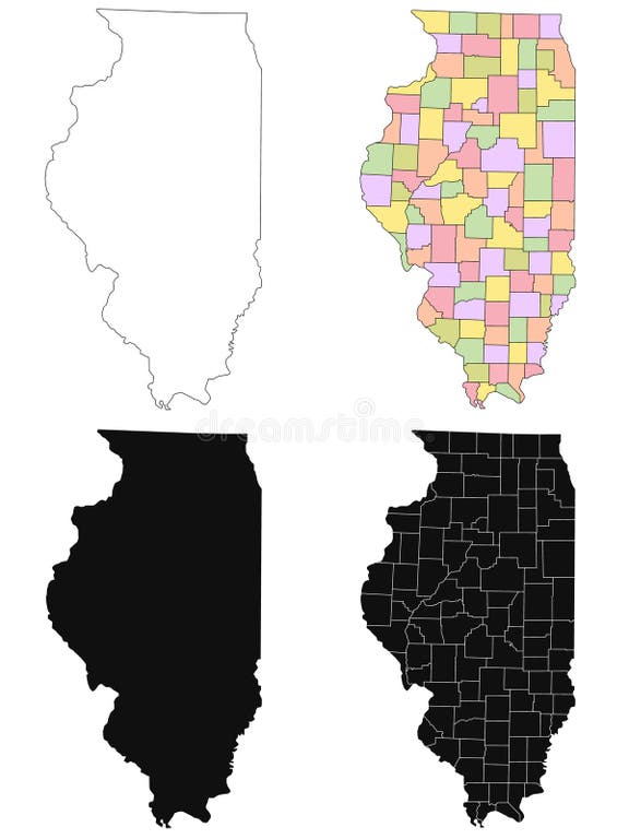 Illinois Administrative Map, Illinois Outline and Counties State Map ...