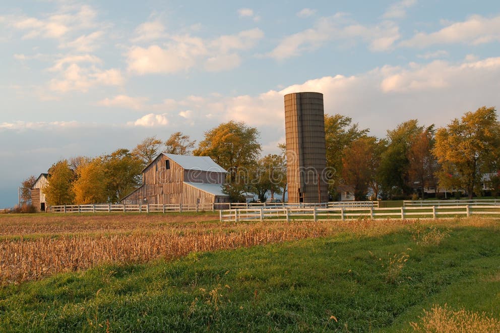 Illinois Farm stock image. Image of gold, fence, harvest - 1299271