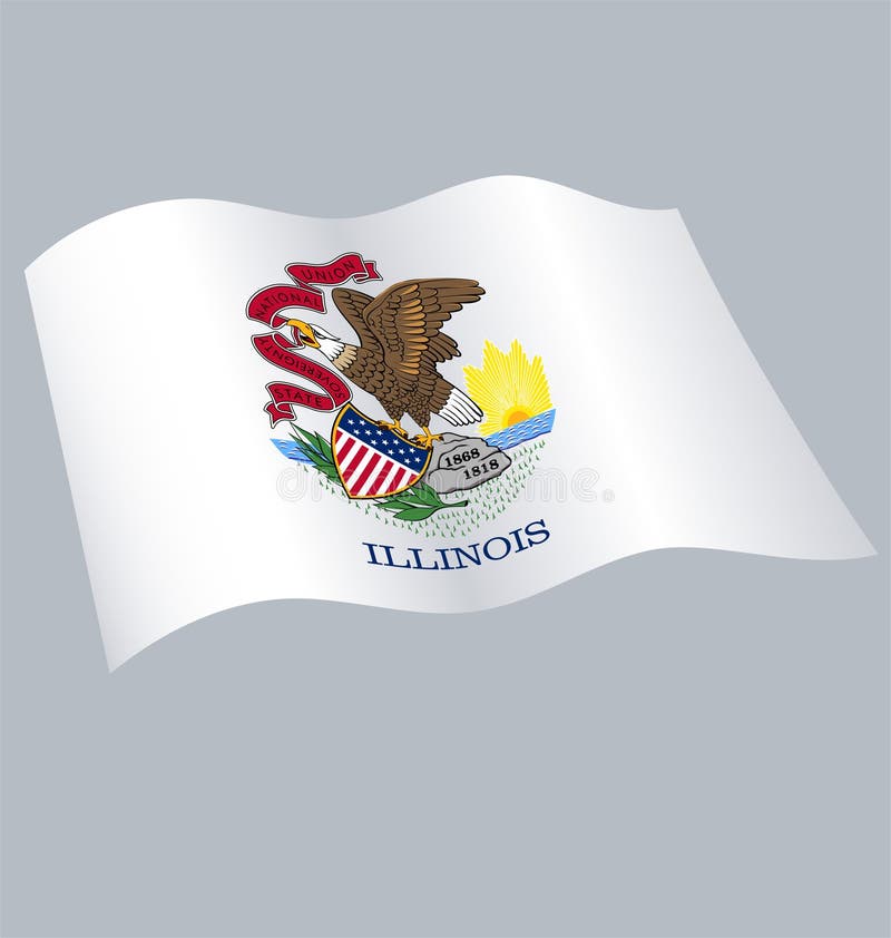 Illinois il flag flying stock vector. Illustration of america - 347131836