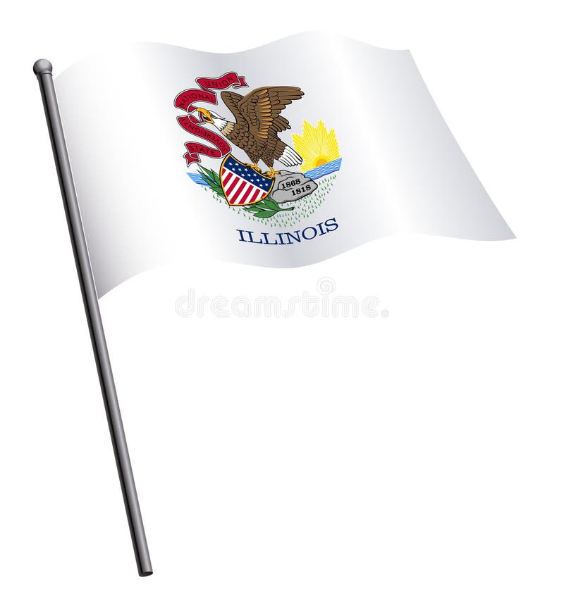 Illinois Il Flag Flying on Flagpole Stock Vector - Illustration of silk ...