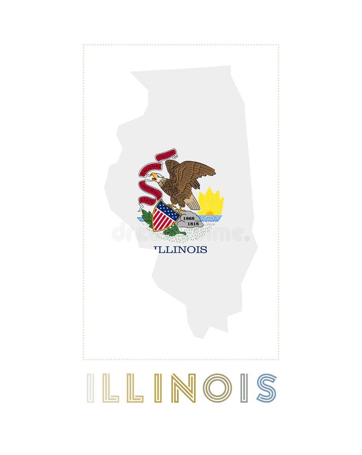 Illinois Logo. Map of Illinois with Us State Name. Stock Vector ...
