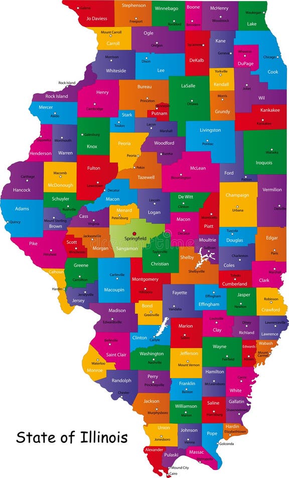 Illinois Map Counties Stock Illustrations – 510 Illinois Map Counties ...
