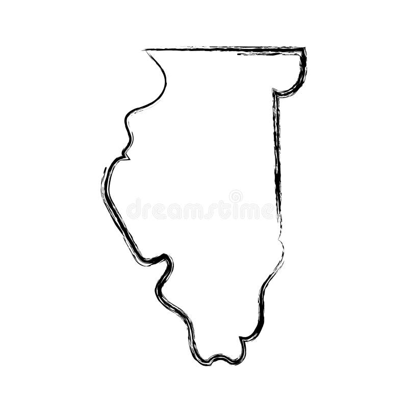 Illinois Map Outline Hand Drawn Sketch Stock Vector - Illustration of ...