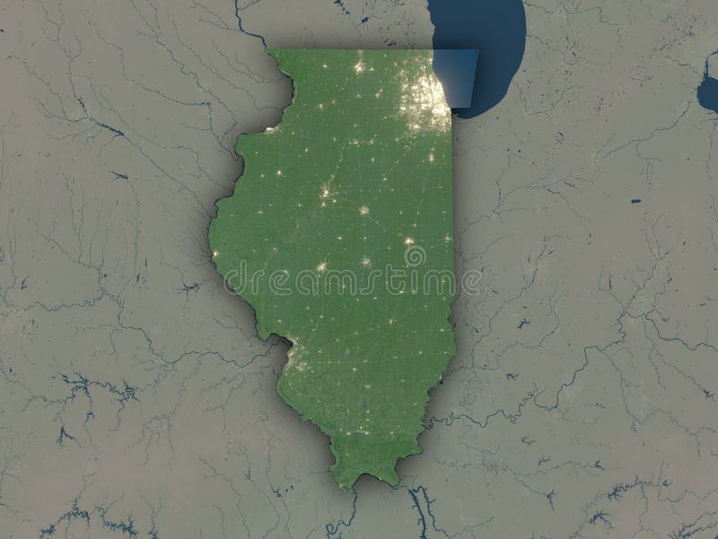 Illinois on a Map with State Borders and Cities Stock Illustration ...