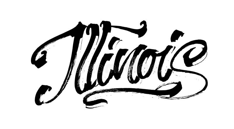 Illinois. Modern Calligraphy Hand Lettering for Serigraphy Print Stock ...