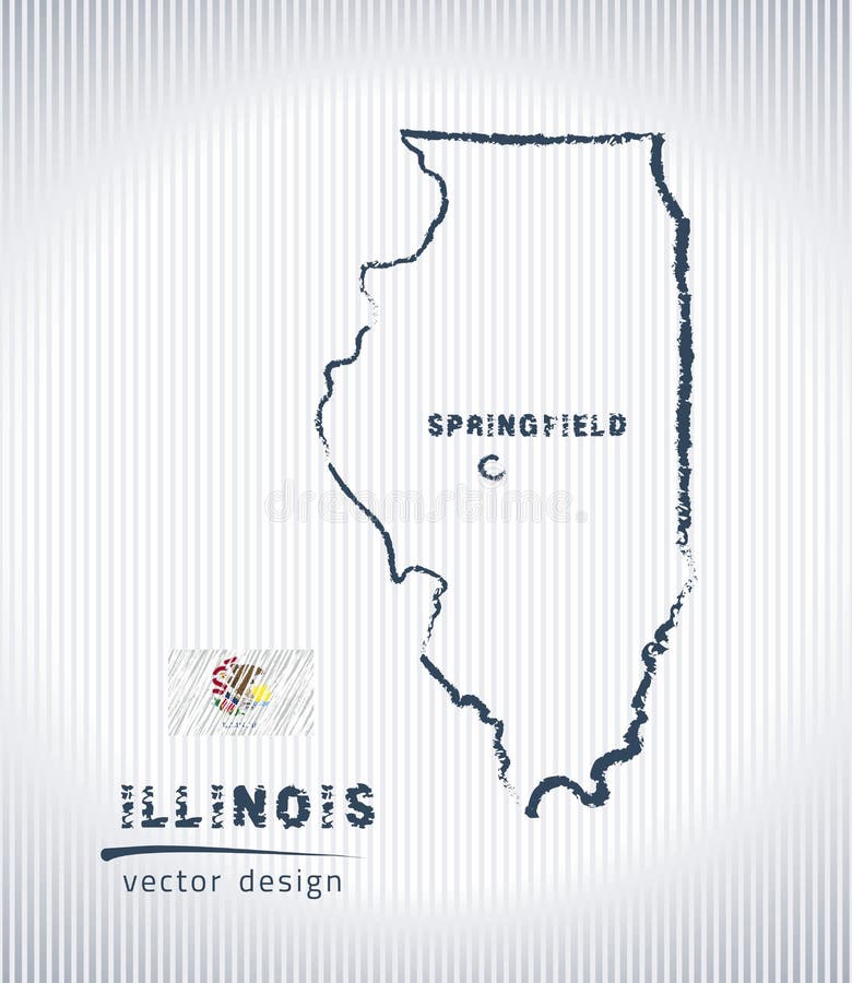 Illinois National Vector Drawing Map on White Background Stock Vector ...