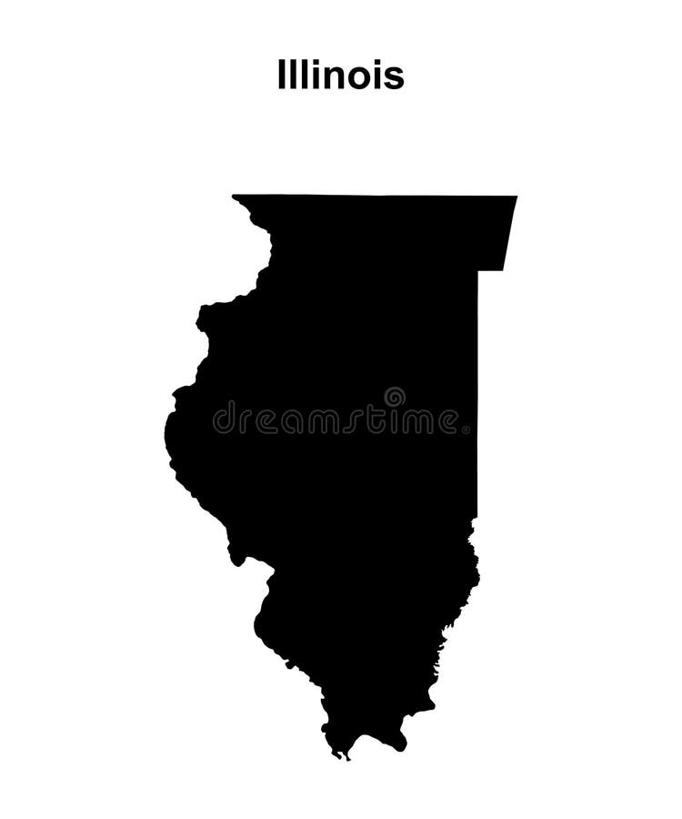 Illinois outline map stock vector. Illustration of contour - 360688168
