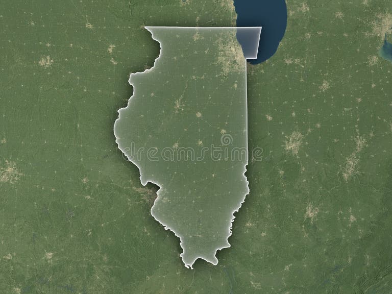 Illinois on a Realistic Map with State Borders and Cities Stock ...