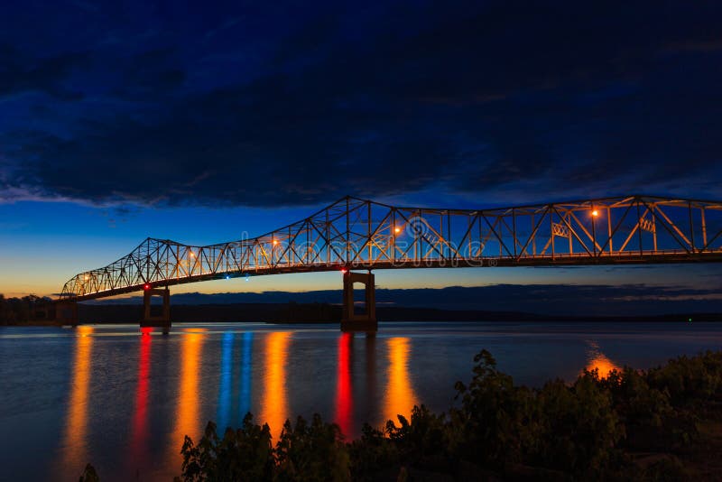 Illinois River Bridge in Lacon, Illinois at Twilight Stock Photo ...