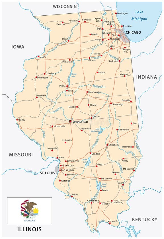 Wisconsin Illinois Road Map Stock Illustrations – 21 Wisconsin Illinois ...