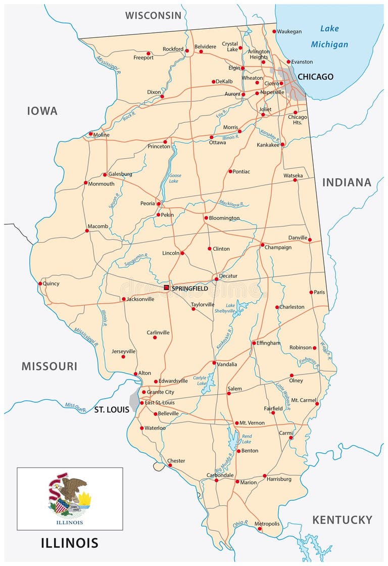 Wisconsin Illinois Road Map Stock Illustrations – 21 Wisconsin Illinois ...